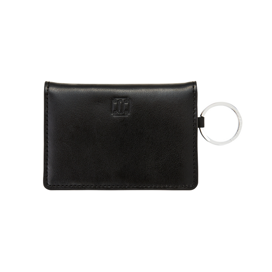 Black Leather Keychain Wallet for Women – Peacock Blue Interior | Oventure