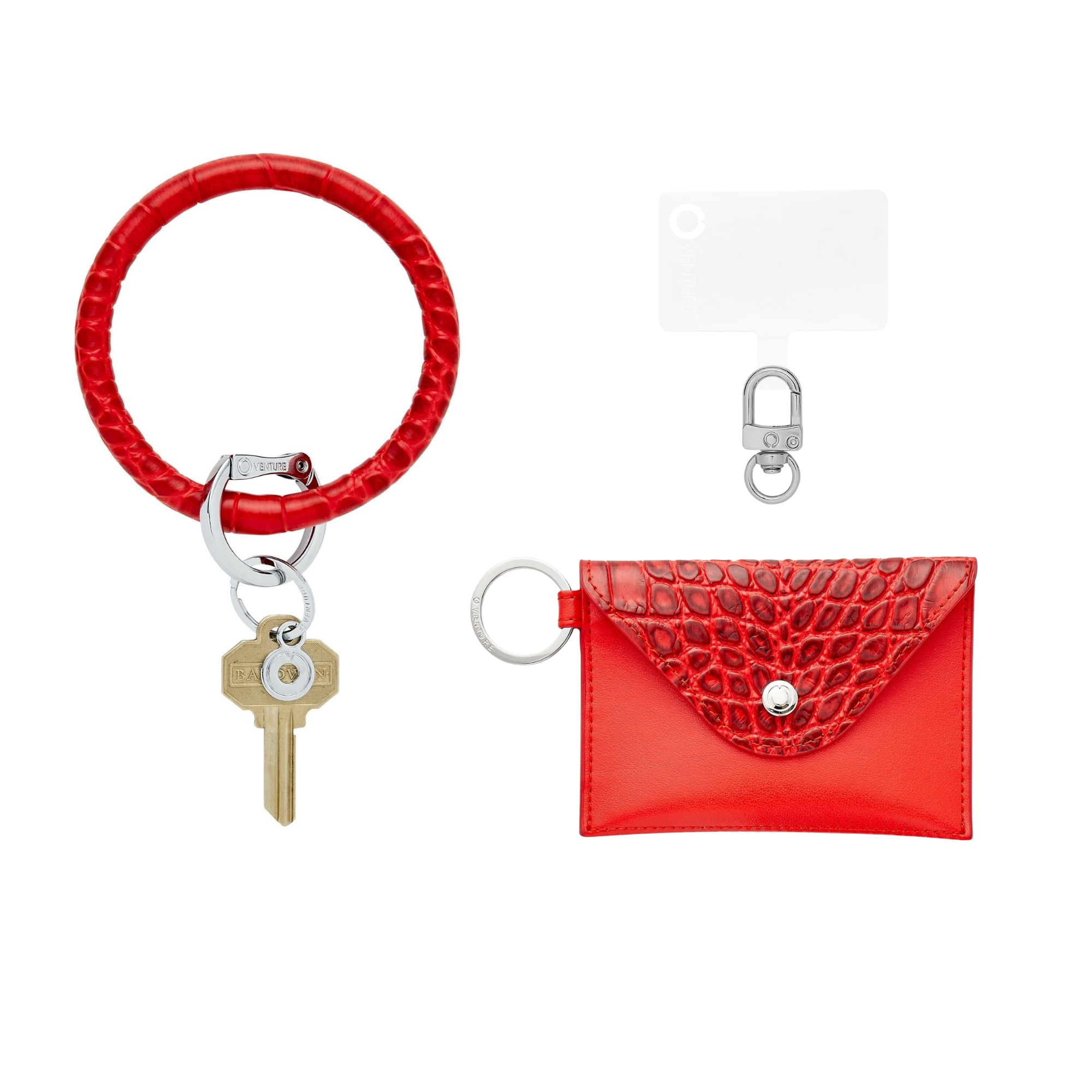 Red Leather Wallet Wristlet with Phone Holder | Oventure