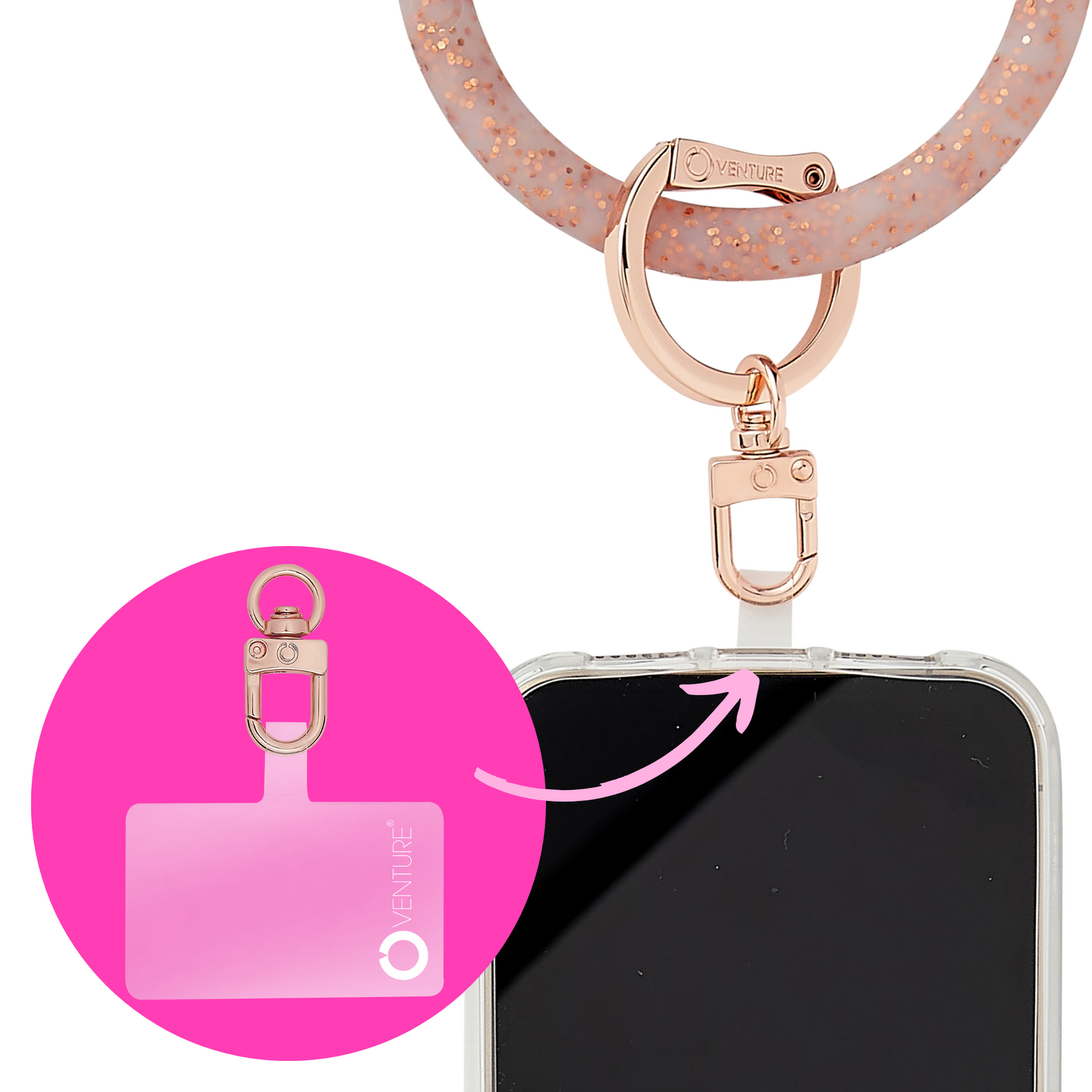 Universal Phone Connector - Rose Gold Phone Tab – Oventure